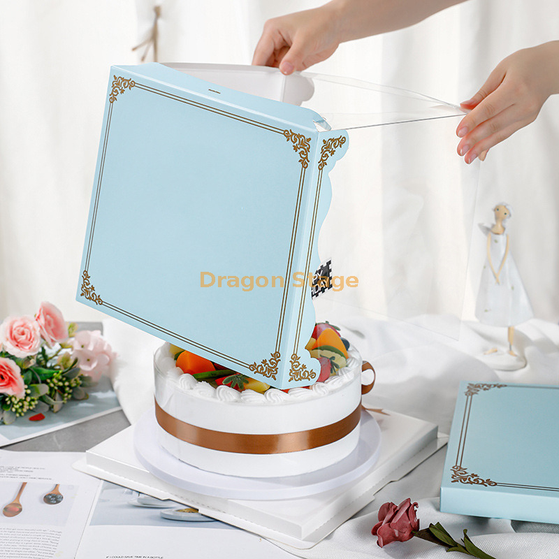 Wholesale Blue Cardboard Cake Boxes Window Paper Box Custom Tall Clear ...