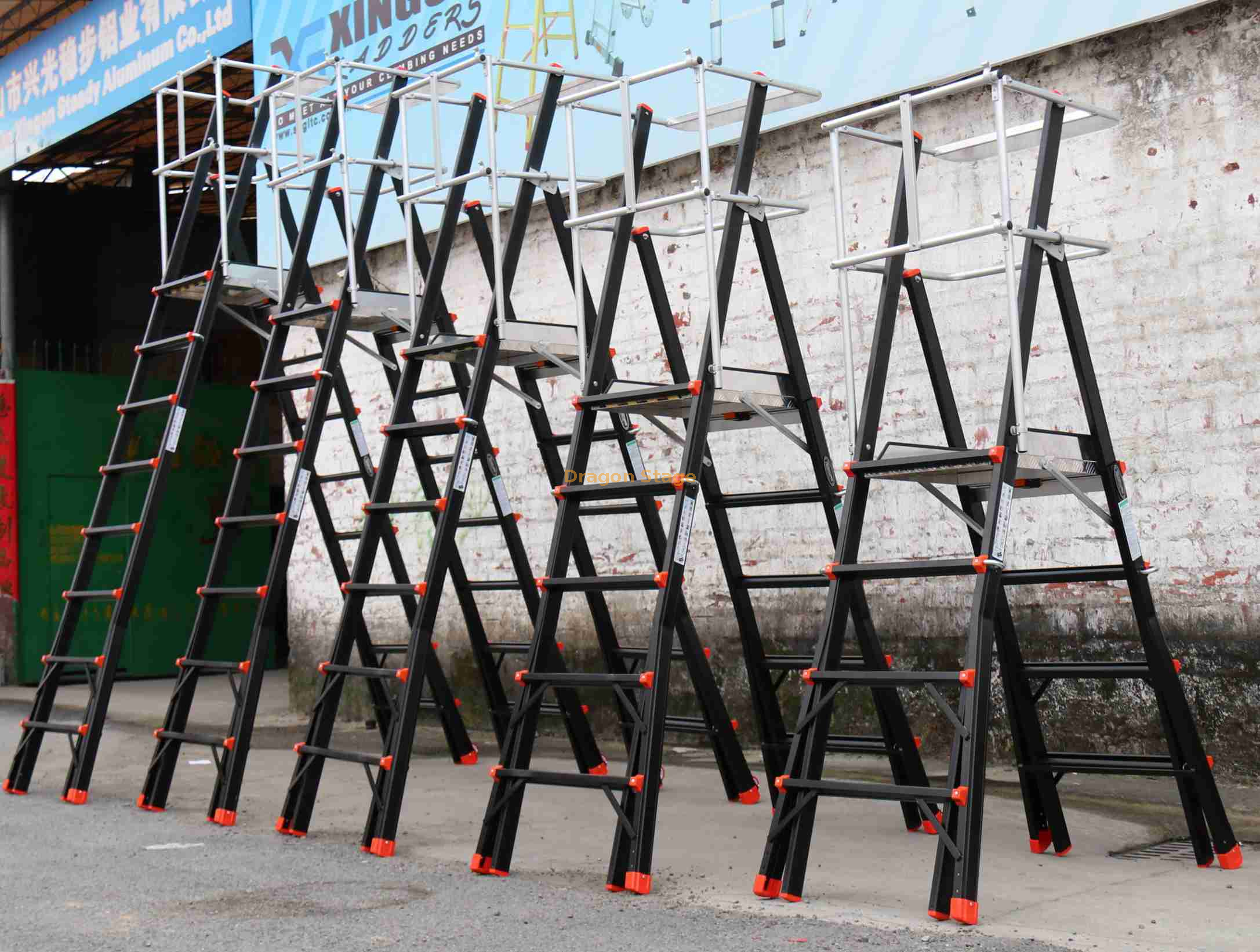 Aluminum Multipurpose Rolling Ladder Foldable Staging Ladder from China ...