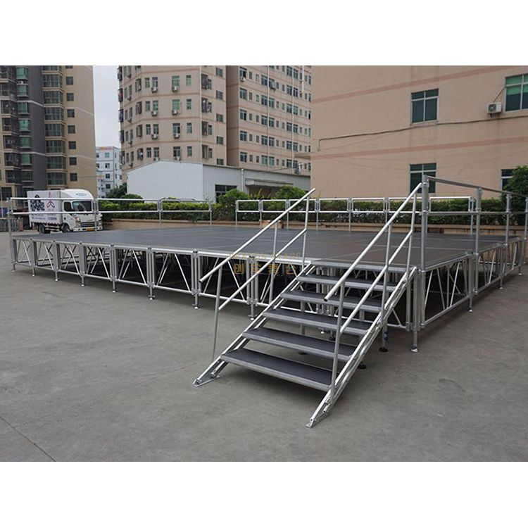 Global Truss Stage Deck 5x6m height: 0.6-1m red plywood deck with 2 ...