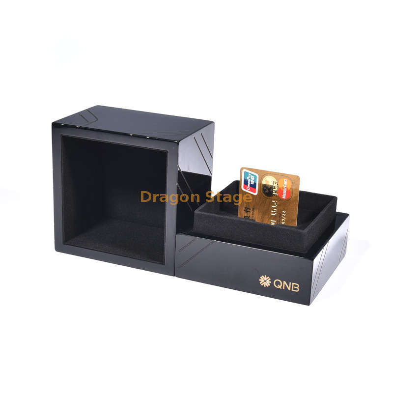 Qatar Bank Use Black Glossy Finishing Wood Bank Card Box Wood Lid and ...