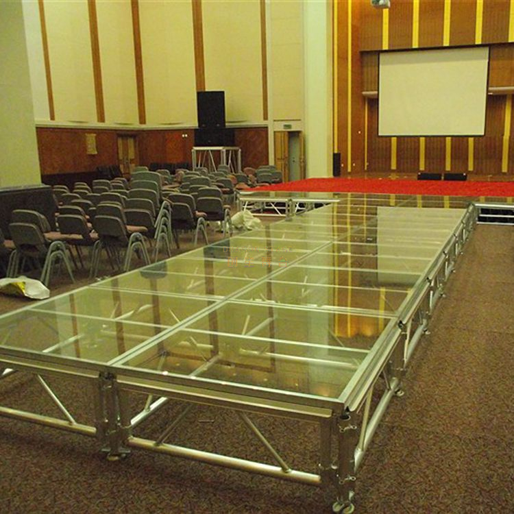 6 Pieces Outdoor Square Aluminum Portable Church Tempered Glass Stage ...