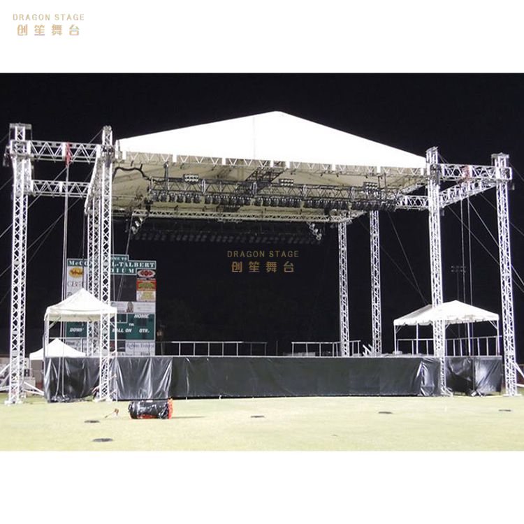 Custom Aluminum Red Modular Square Wooden Stage with Led Roof Truss ...